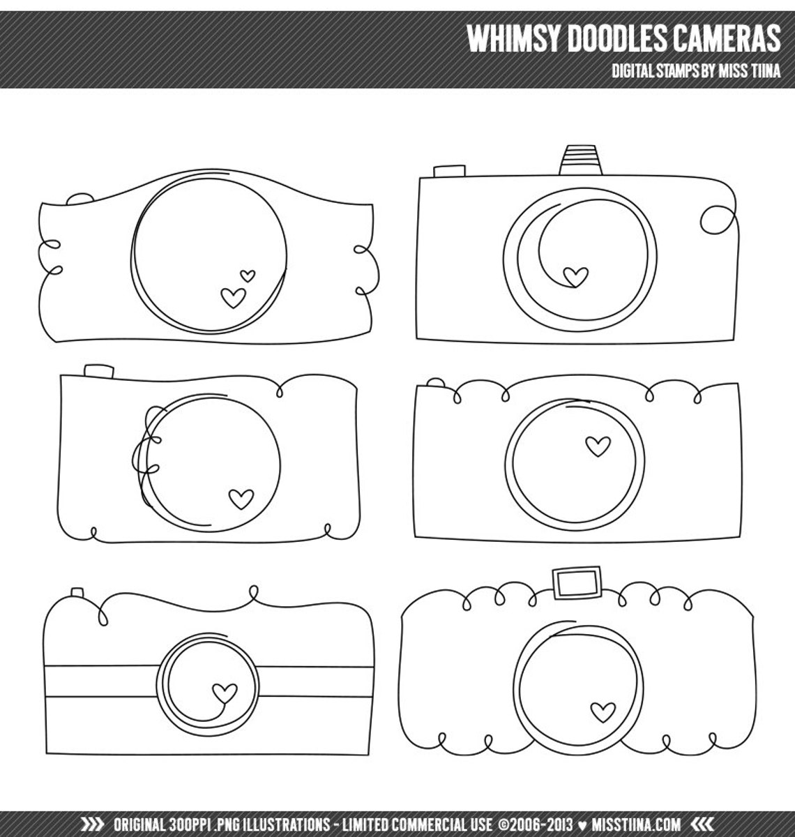 Whimsy Doodles Cameras Digital Stamps Clipart Clip Art - Etsy