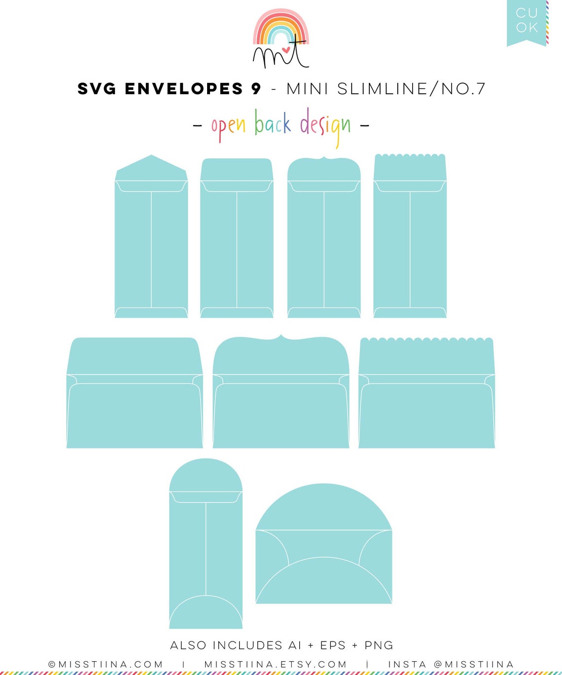 Envelopes 9 Mini Slimline SVG Digital Die Cutting Files With Liners ...