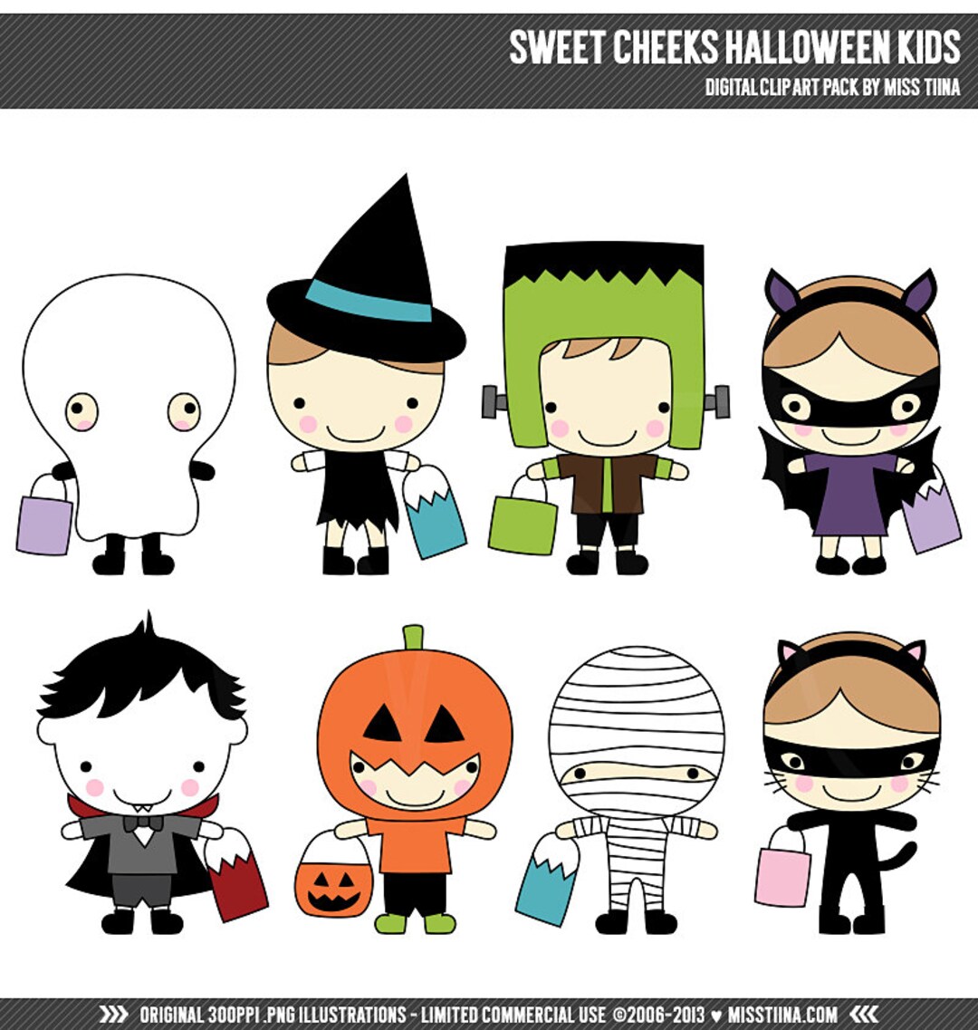 Halloween Kids Digital Clip Art Halloween Clipart - Sweet Cheeks ...