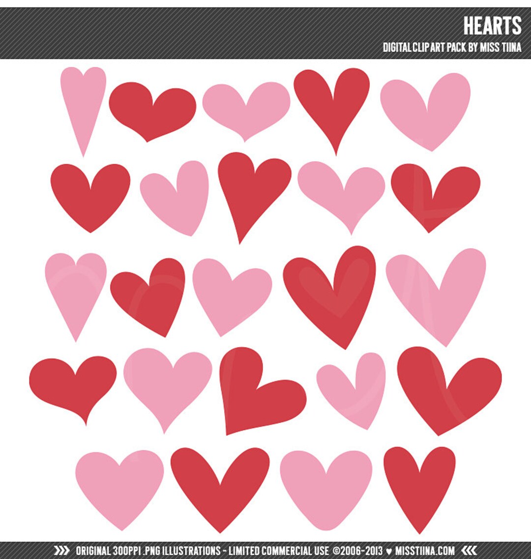 Hearts Digital Clipart Clip Art Illustrations - Instant Download ...