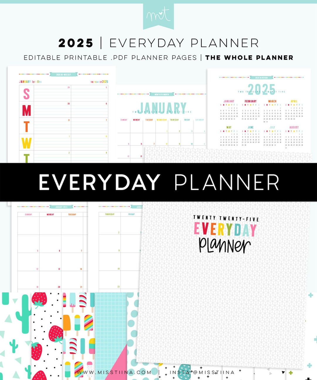 2025 Everyday Planner WHOLE - EDITABLE Letter Size + Free Font ...