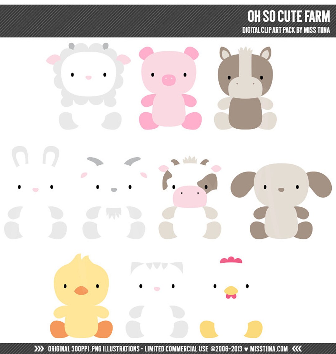 Oh so Cute Farm Digital Clipart Clip Art Illustrations - Instant ...