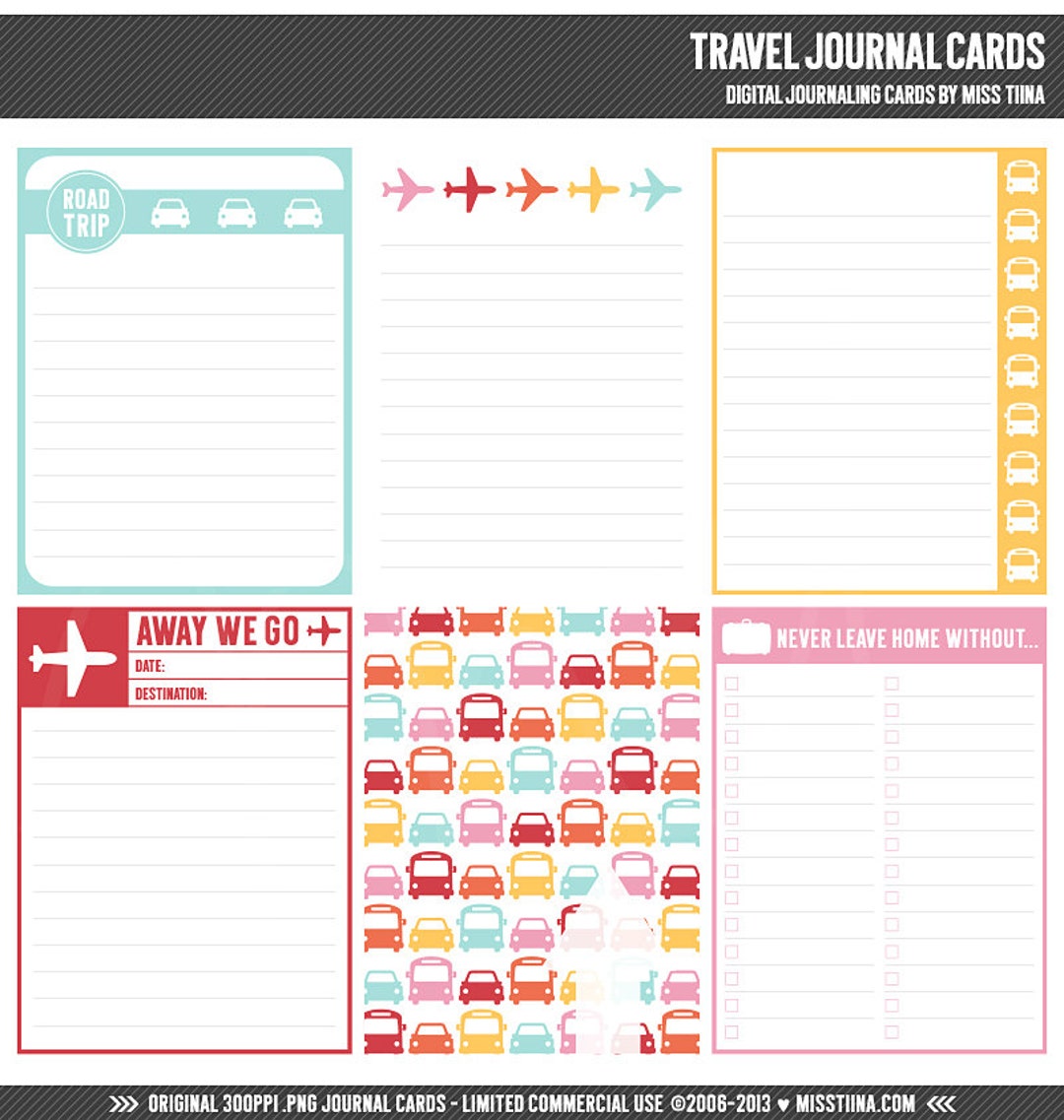 Travel Digital Journal Cards - 3x4 Project Life Inspired Printable ...