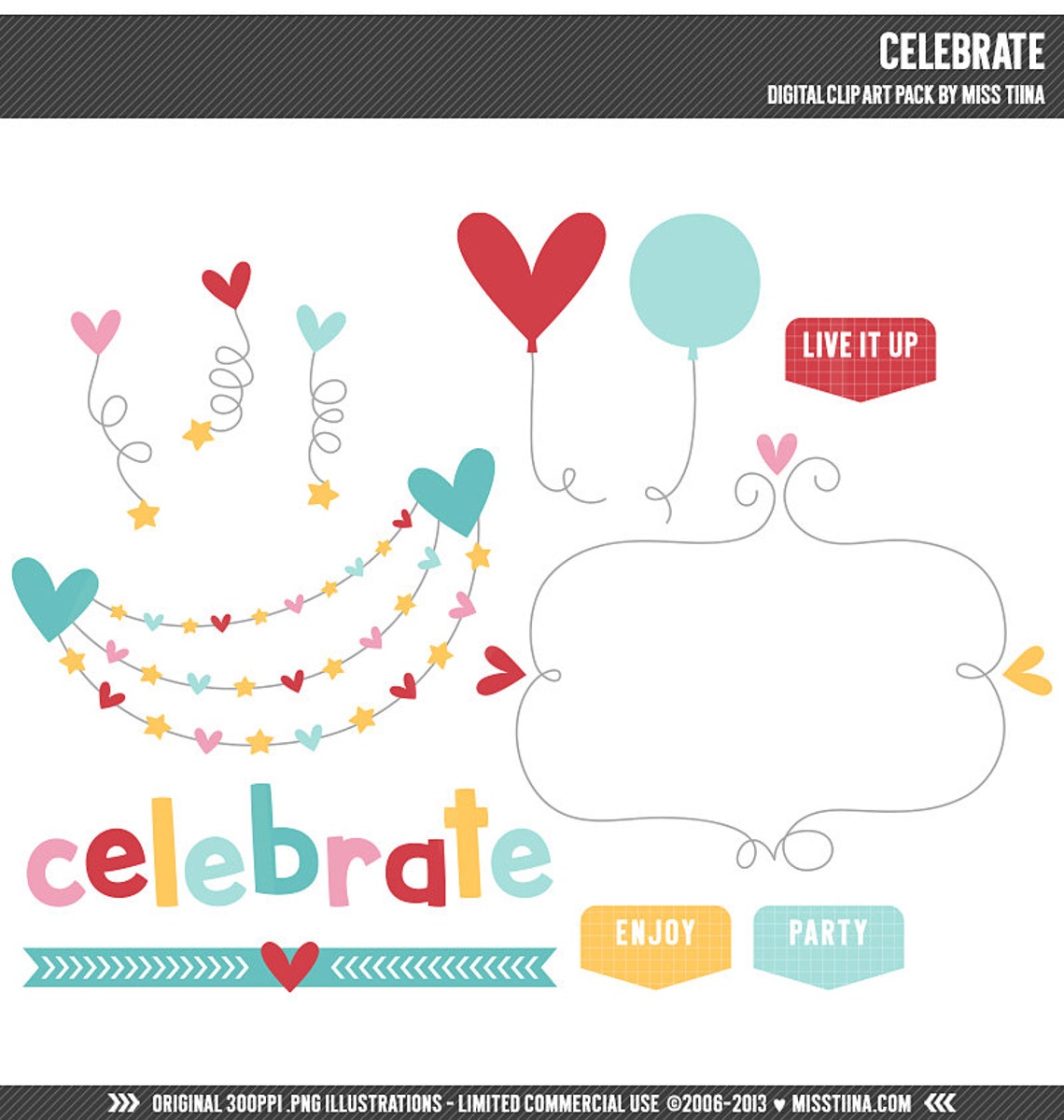 Celebrate Digital Clipart Clip Art Illustrations Instant | Etsy
