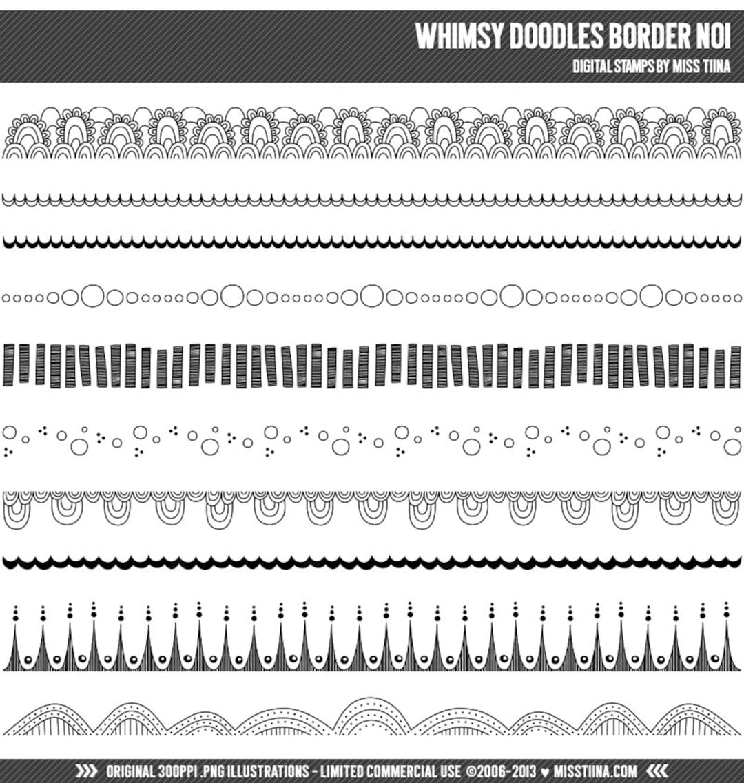 Whimsy Doodles Borders No1 Digital Stamps Clipart Clip Art ...