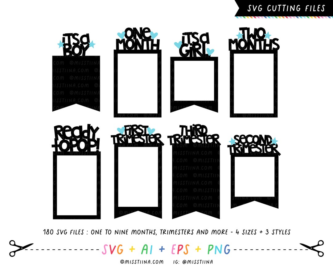 Banners Expecting Pregnancy Photo Templates 180 SVG Ai Eps Png Digital ...