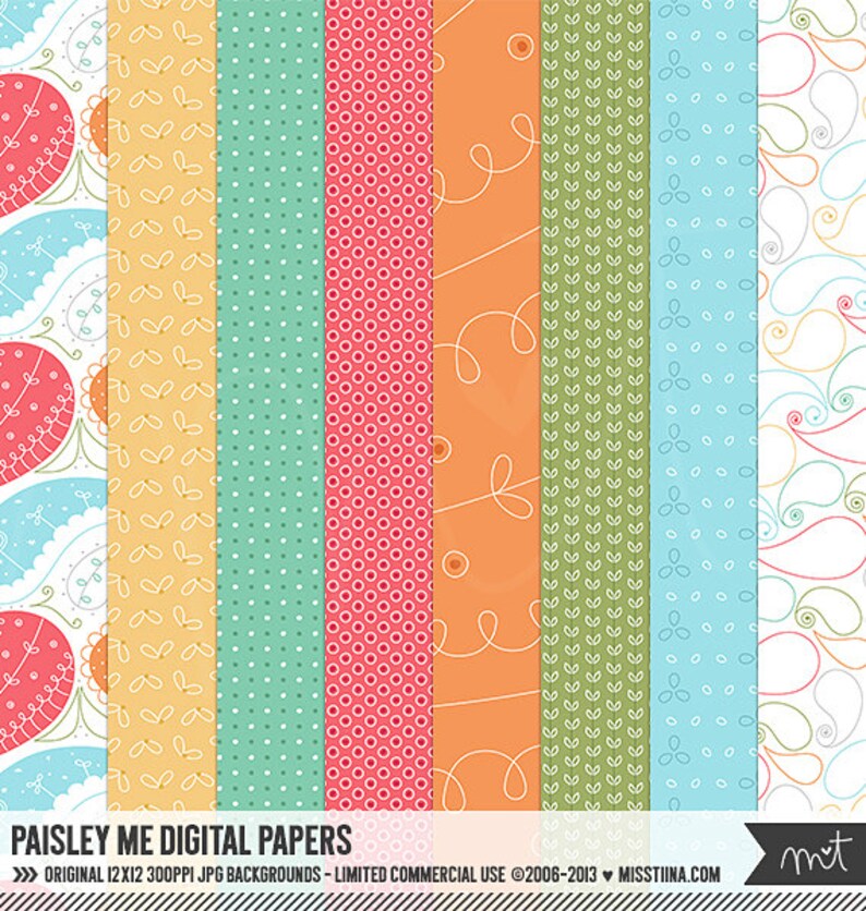 Paisley Me Digital Papers 8 Patterns for Scrapbooking - Etsy