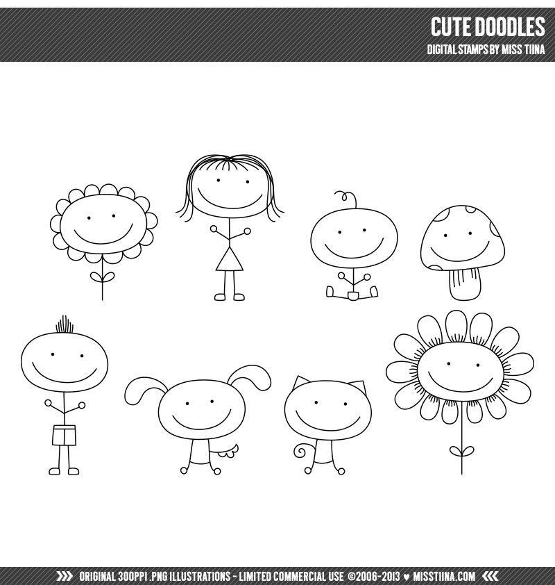 Cute Doodles Digital Stamps Clipart Clip Art Illustrations - Instant ...