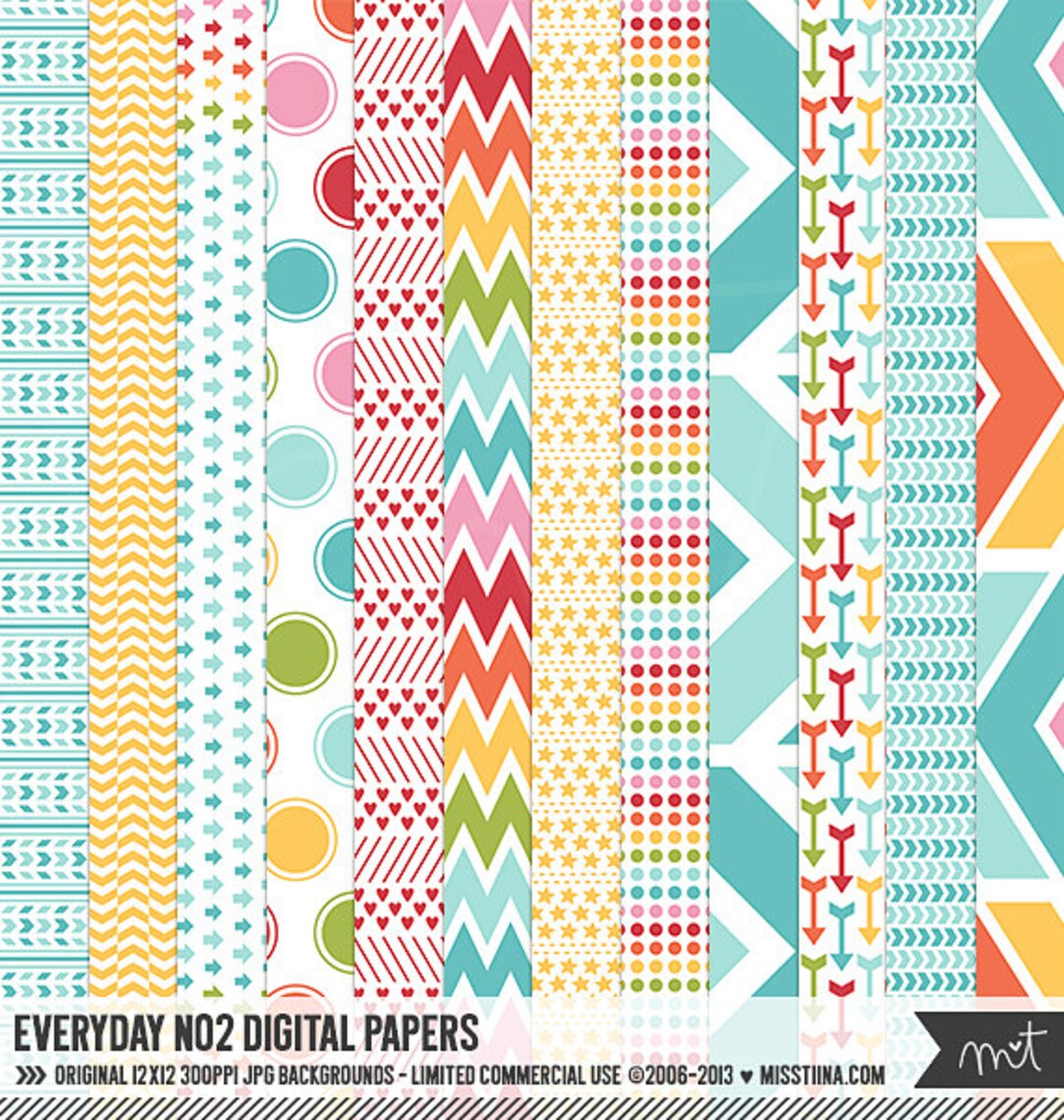 Everyday No2 Digital Papers - 12 Patterns for Scrapbooking, Cards ...