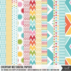 Everyday No2 Digital Papers 12 Patterns for Scrapbooking - Etsy