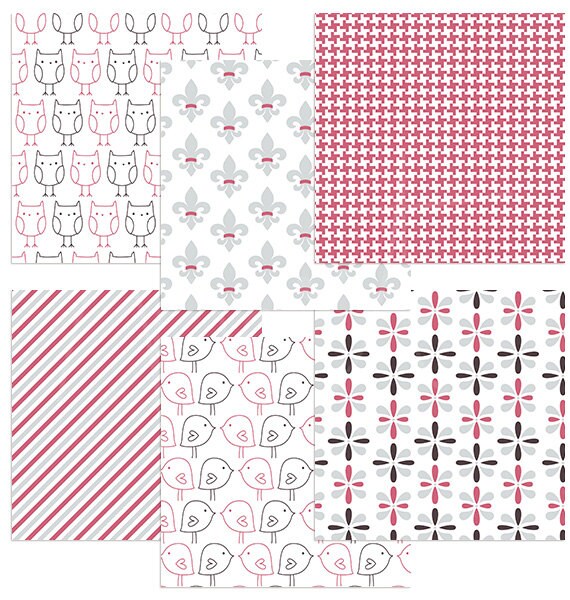 Lovey Love Digital Papers 6 Patterns for Scrapbooking | Etsy