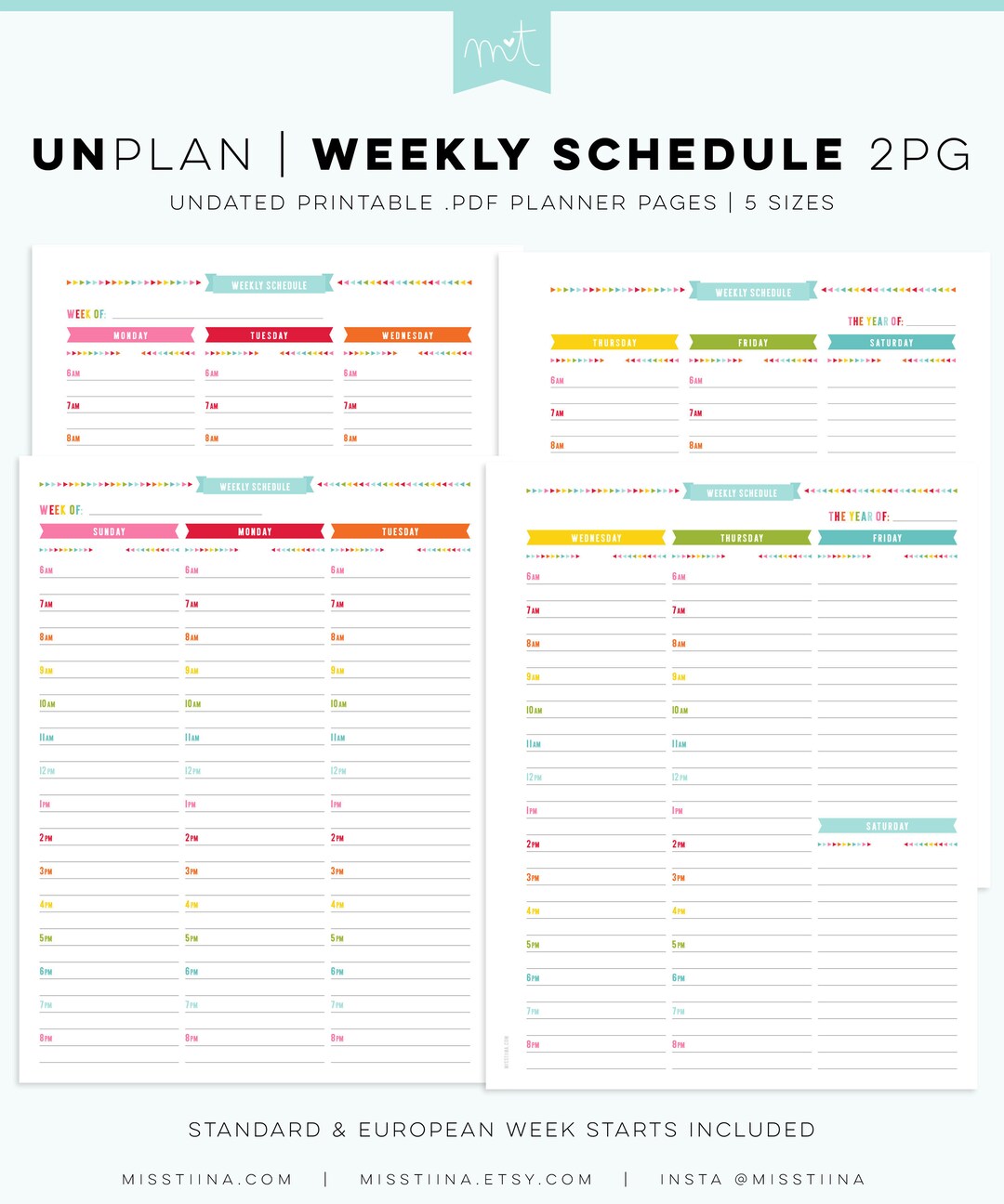 Unplan Weekly Schedule 2PG - Undated Everyday Planner Page Printables ...