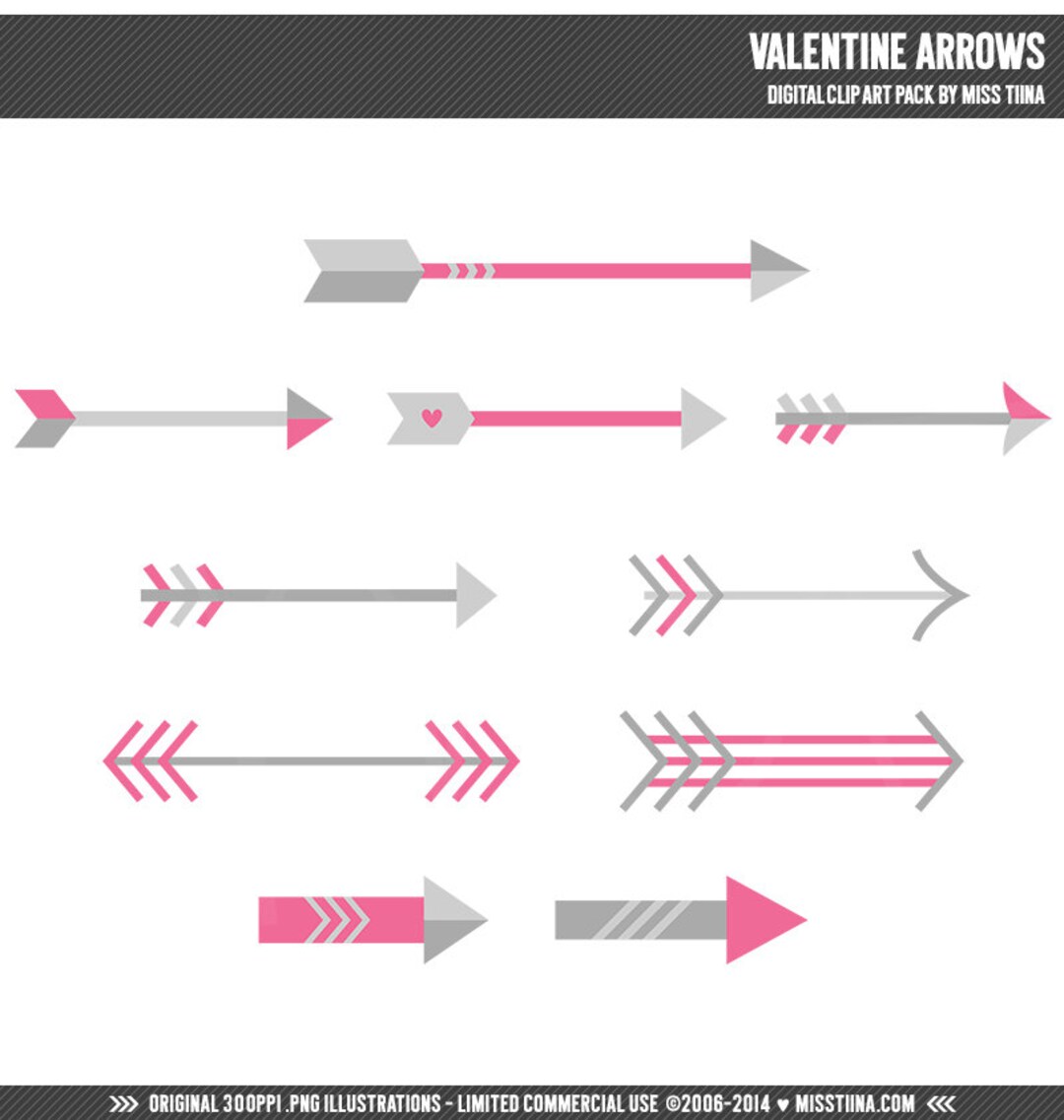 Valentine Arrows Digital Clipart Clip Art Illustrations - Instant ...