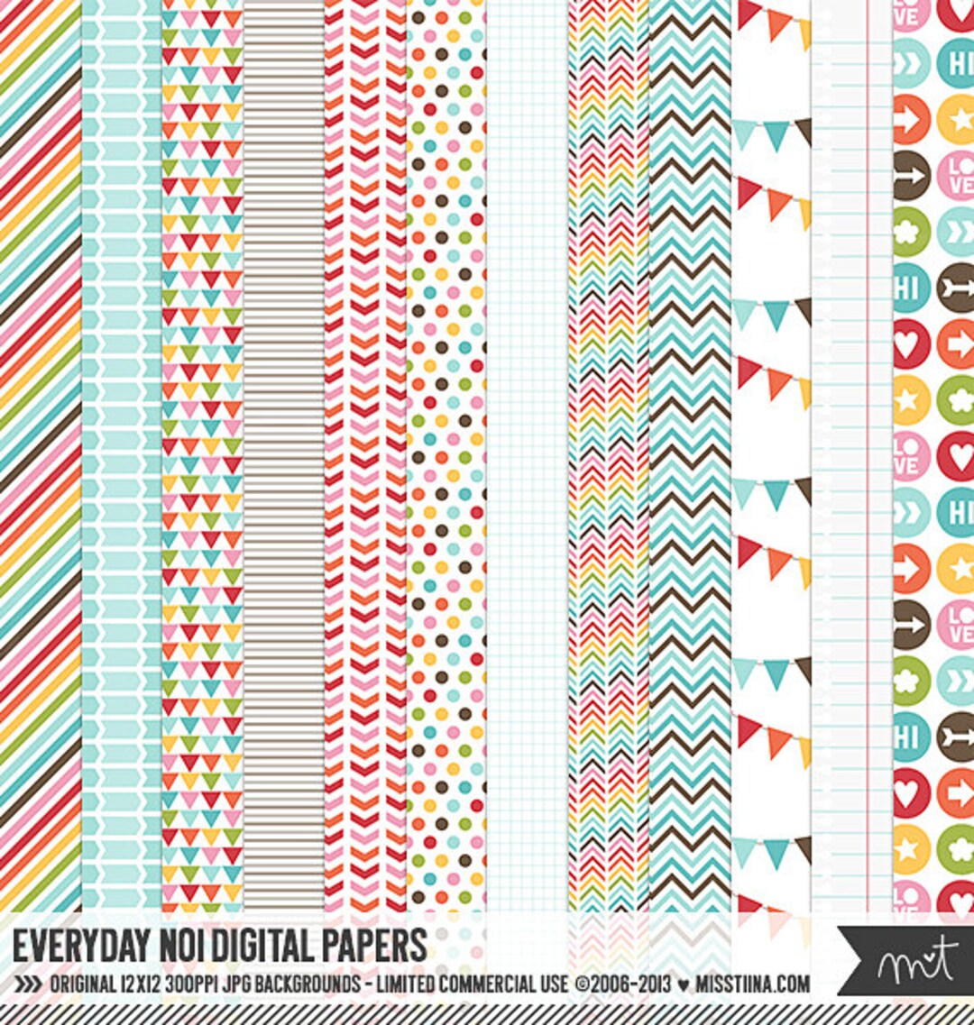 Everyday No1 Digital Papers - 12 Patterns for Scrapbooking, Cards ...