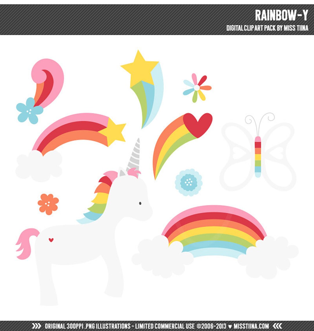 Rainbow-y Digital Clipart Clip Art Illustrations - Instant Download ...