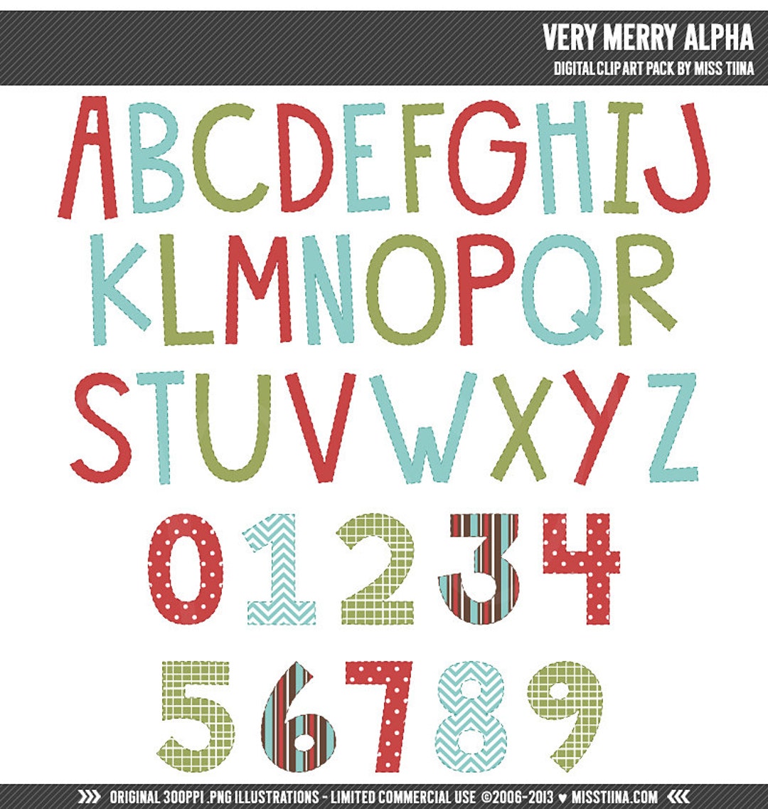 Very Merry Alpha Digital Clipart Clip Art Illustrations - Instant ...