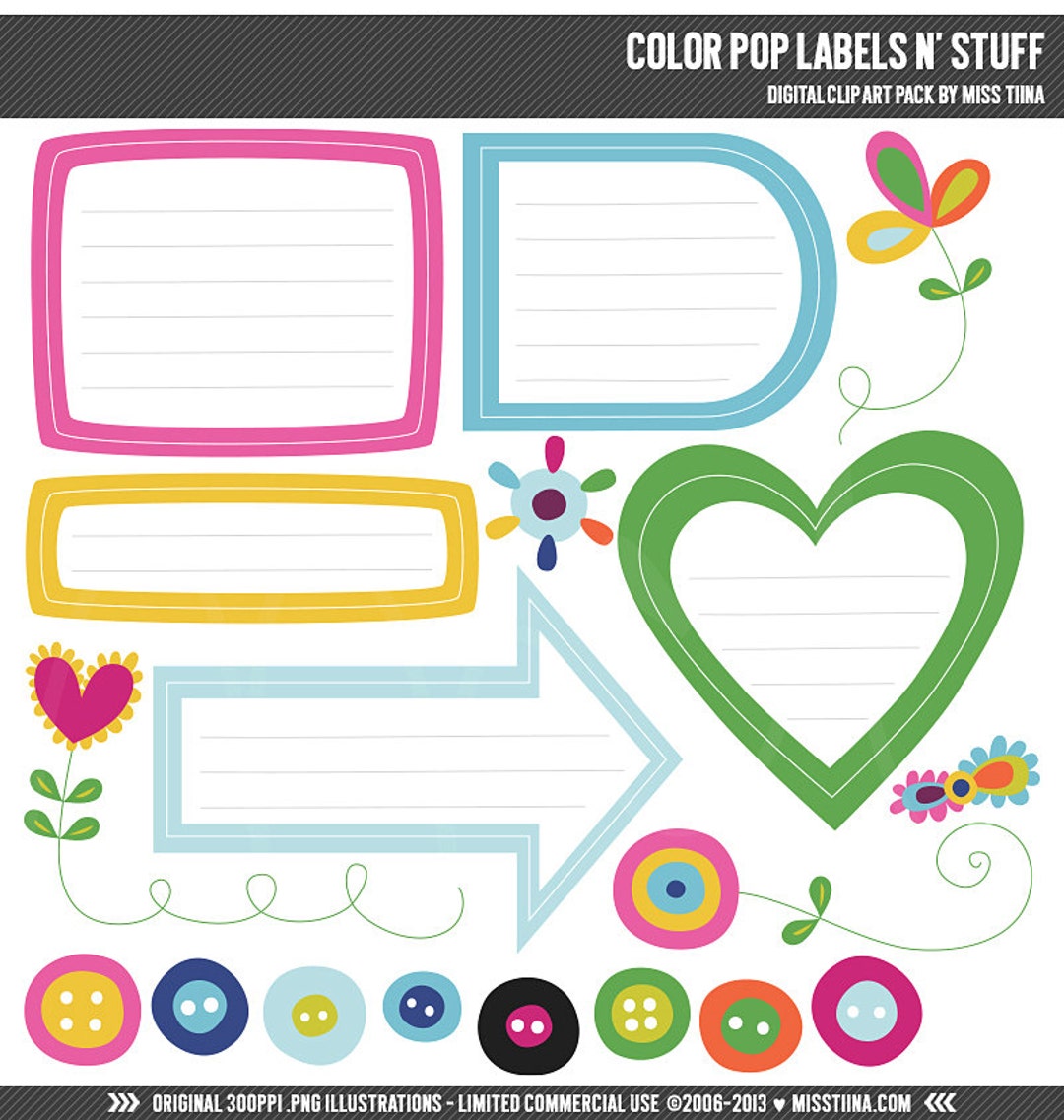 Color Pop Labels & Stuff Digital Clipart Clip Art Illustrations ...