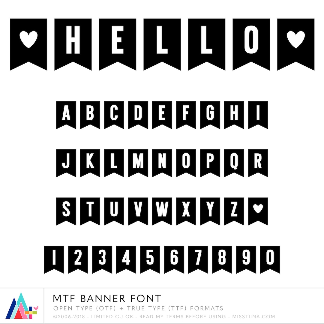 MTF Banner Font - Miss Tiina Fonts - Open Type .OTF + True Type .TTF ...