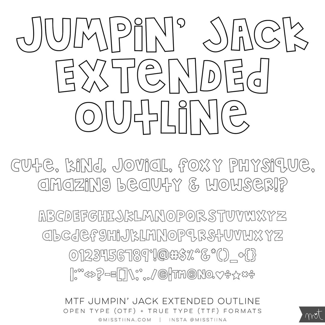 MTF Jumpin' Jack Outline Extended Font Open Type + True Type - Miss ...