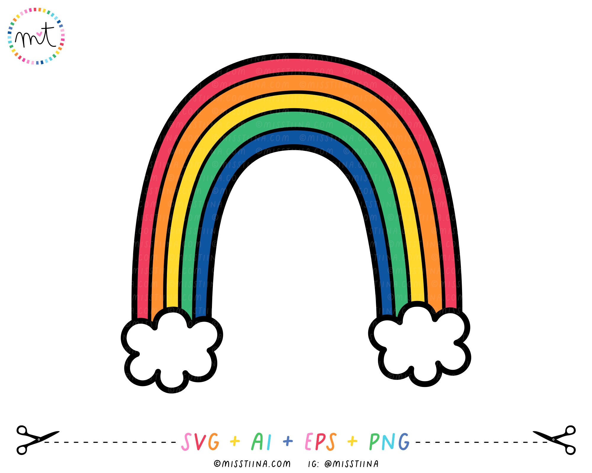 Tall Rainbow SVG Digital Cut Files Vectors and Clipart Printables - Etsy