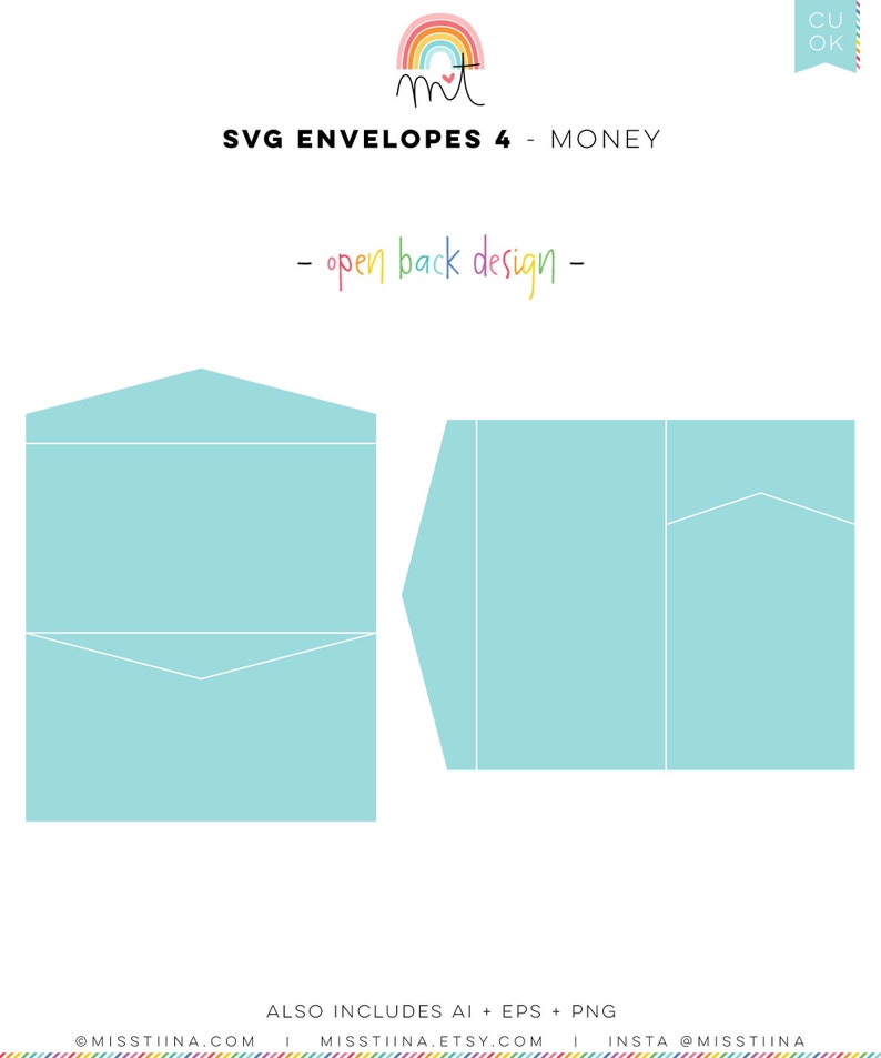 Envelopes 4 Money Bill Coin Holders SVG Digital Die Cutting - Etsy