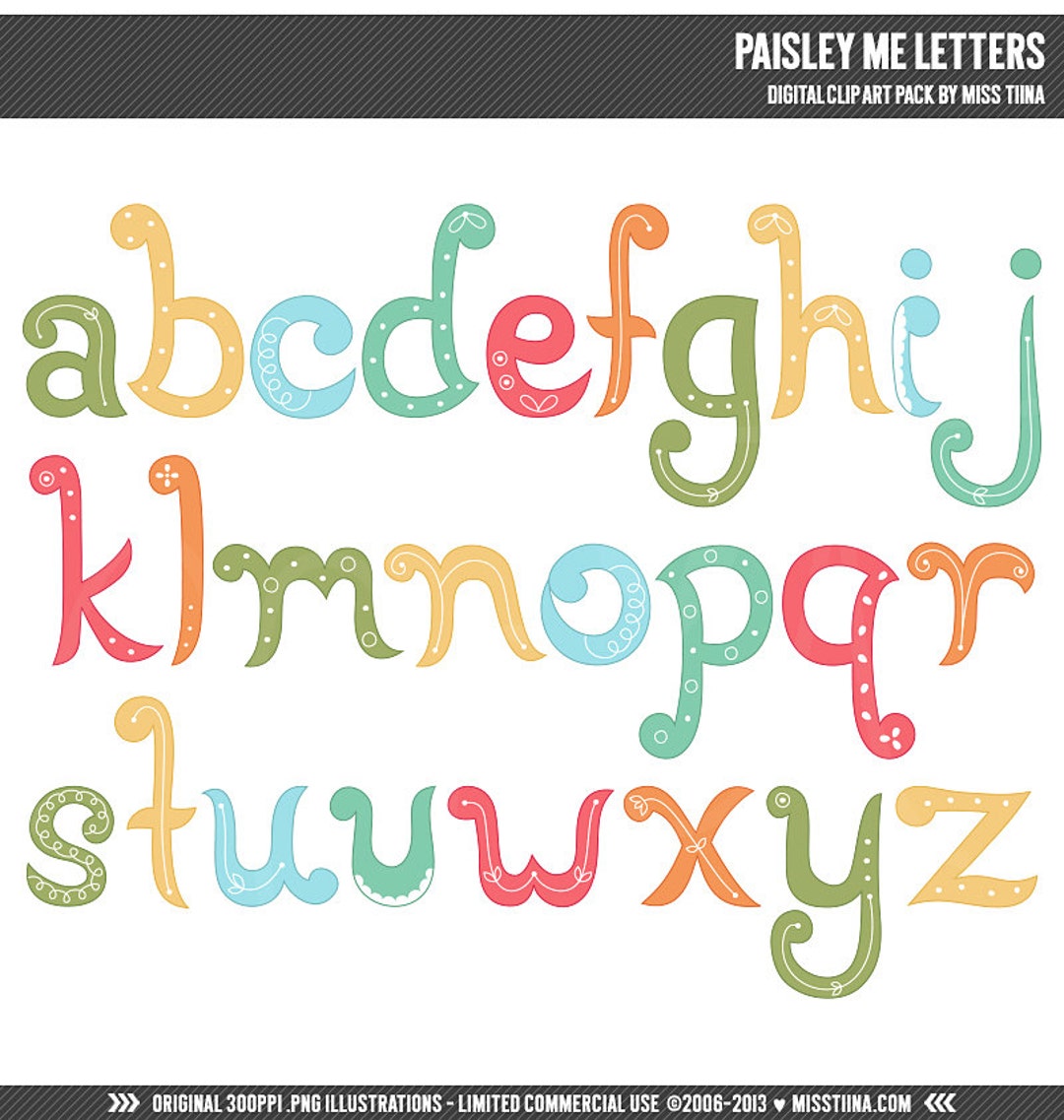 Paisley Me Letters Digital Clipart Clip Art Illustrations - Instant ...