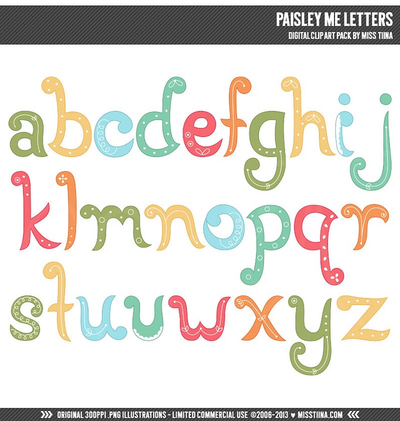 Paisley Me Letters Digital Clipart Clip Art Illustrations - Etsy