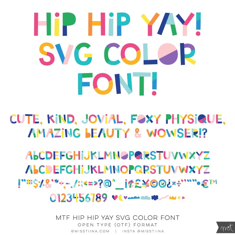 BUNDLE: MTF Hip Hip Yay SVG Color + Black Font Open Type - Miss Tiina ...