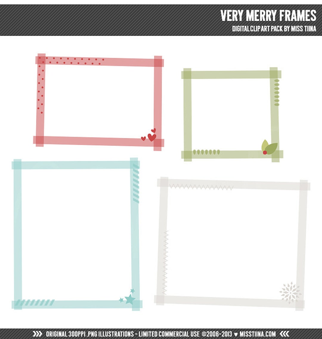 Very Merry Frames Digital Clipart Clip Art Illustrations - Instant ...