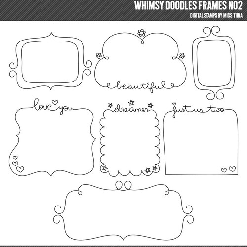 Whimsy Doodles Borders No2 Digital Stamps Clipart Clip Art | Etsy