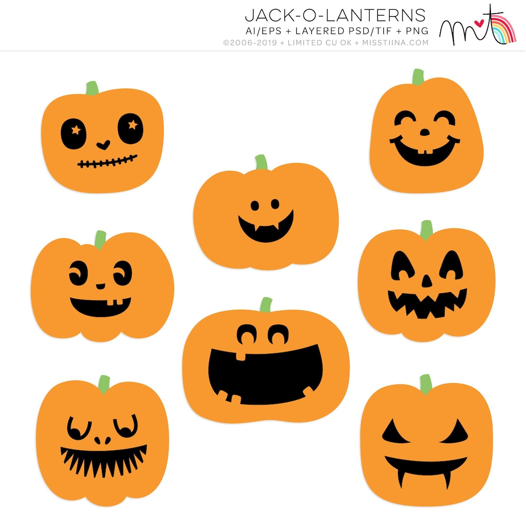 Jack-o-lanterns Digital Clipart Clip Art Illustrations - Limited ...