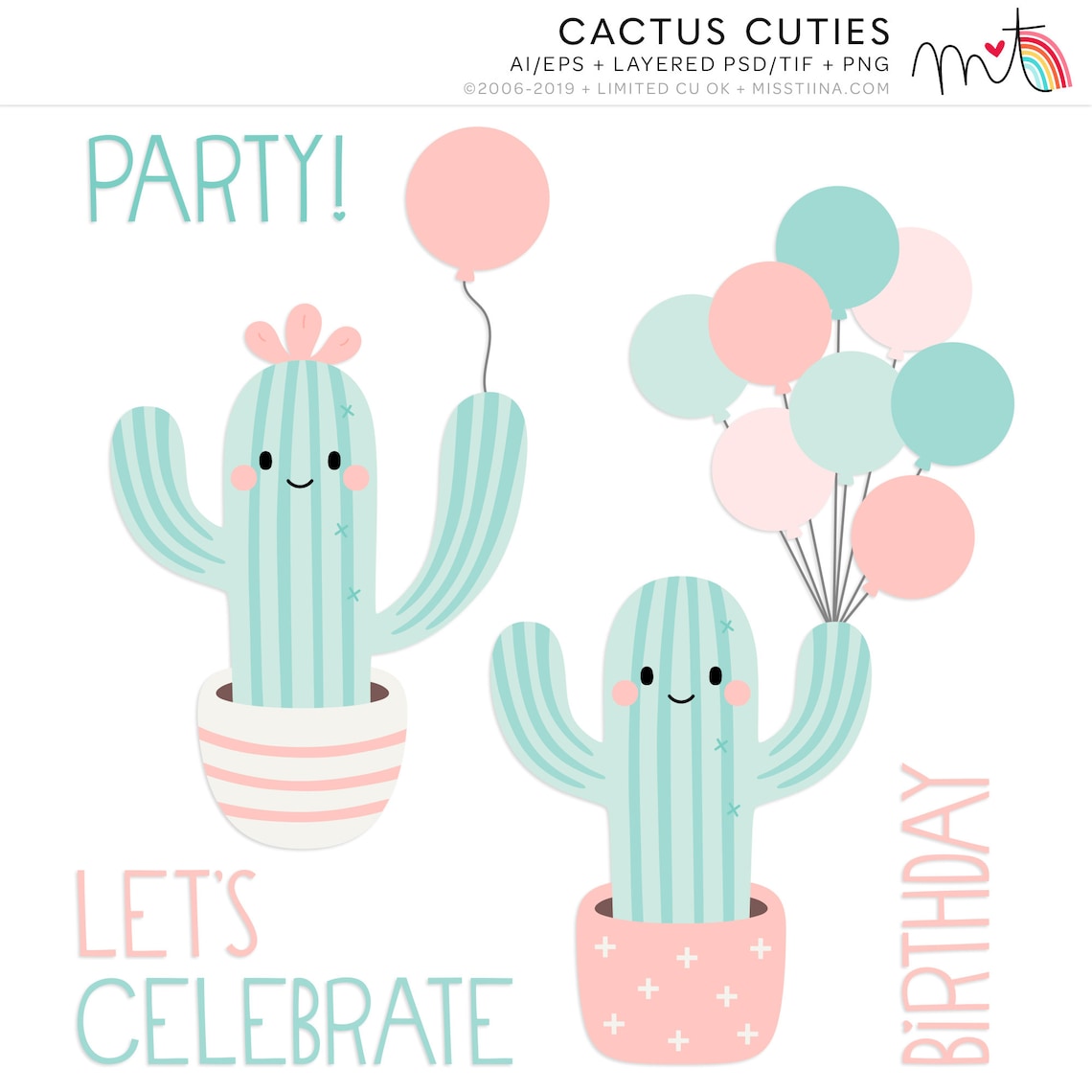 Cactus Cuties Digital Clipart Clip Art Illustrations Limited - Etsy Canada