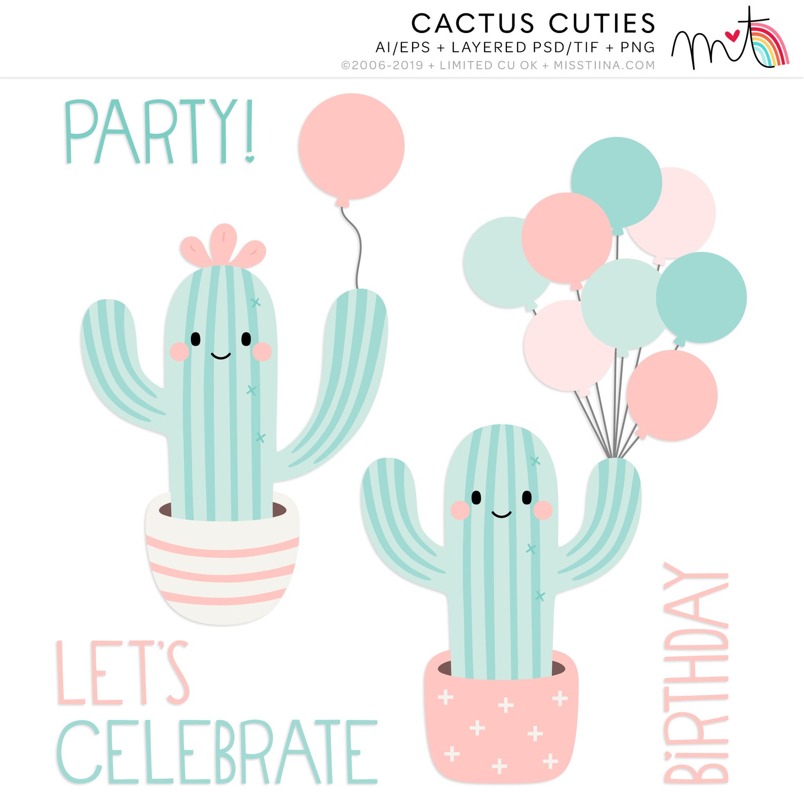 Cactus Cuties Digital Clipart Clip Art Illustrations Limited - Etsy Canada