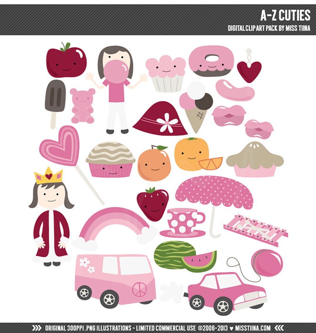 A-Z Cuties Digital Clipart Clip Art Illustrations - Instant Download ...