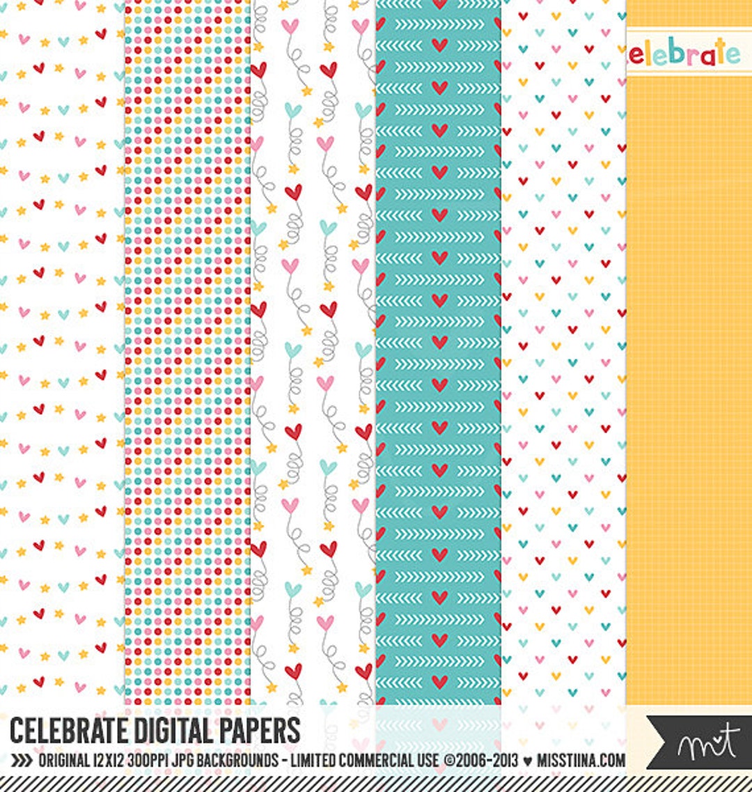 Celebrate Digital Papers - 6 Patterns for Scrapbooking, Cards ...