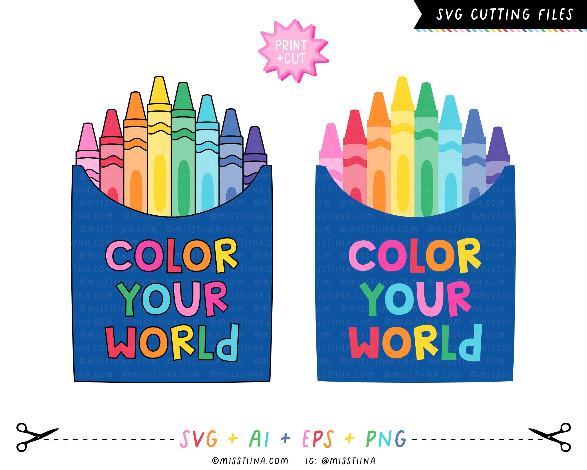 Rainbow Box of Crayons SVG Digital Cut Files Vectors and - Etsy
