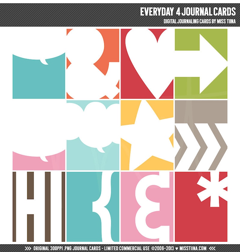 Everyday 4 Digital Journal Cards 3x4 Project Life Inspired - Etsy