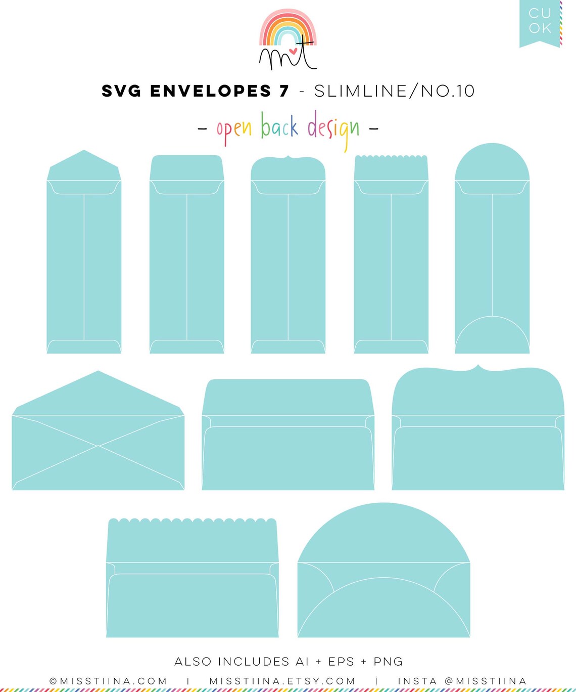 Envelopes 7 Slimline SVG Digital Die Cutting Files With Liners + Cards ...