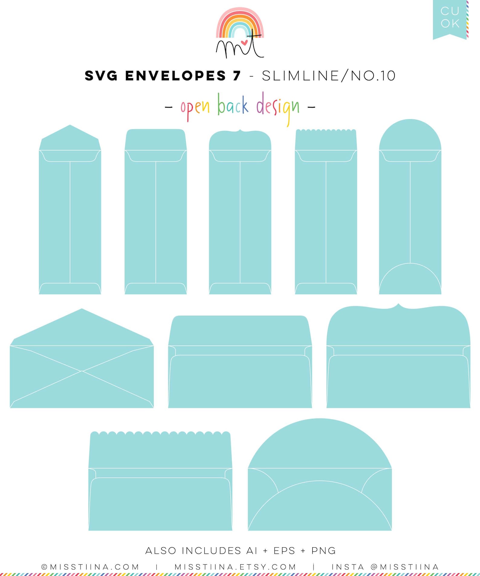 Envelopes 7 Slimline SVG Digital Die Cutting Files With Liners - Etsy
