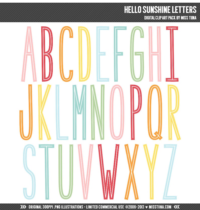 Hello Sunshine Letters Digital Clipart Clip Art Illustrations - Etsy