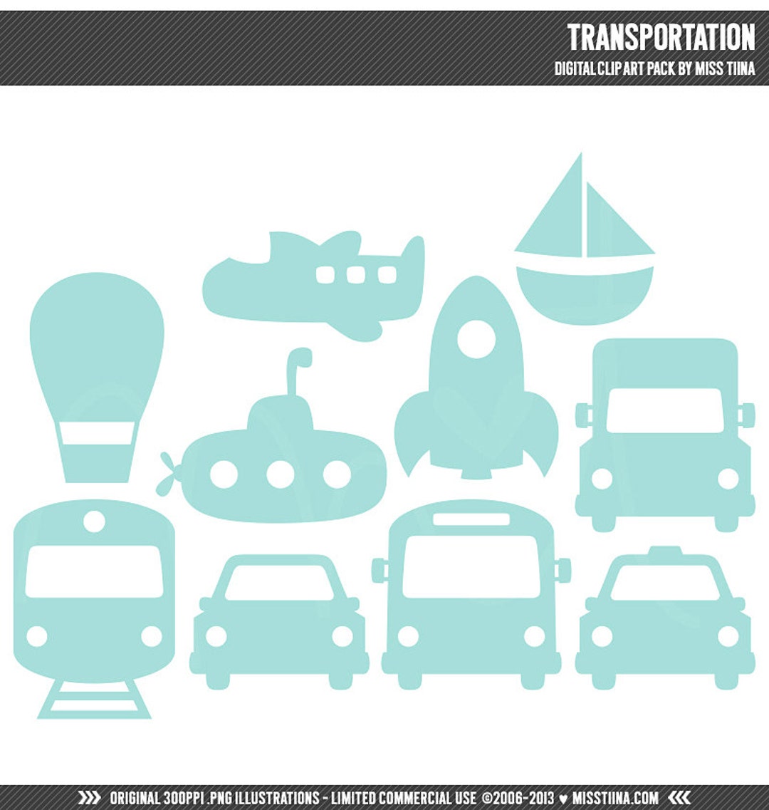 Transportation Digital Clipart Clip Art Illustrations - Instant ...