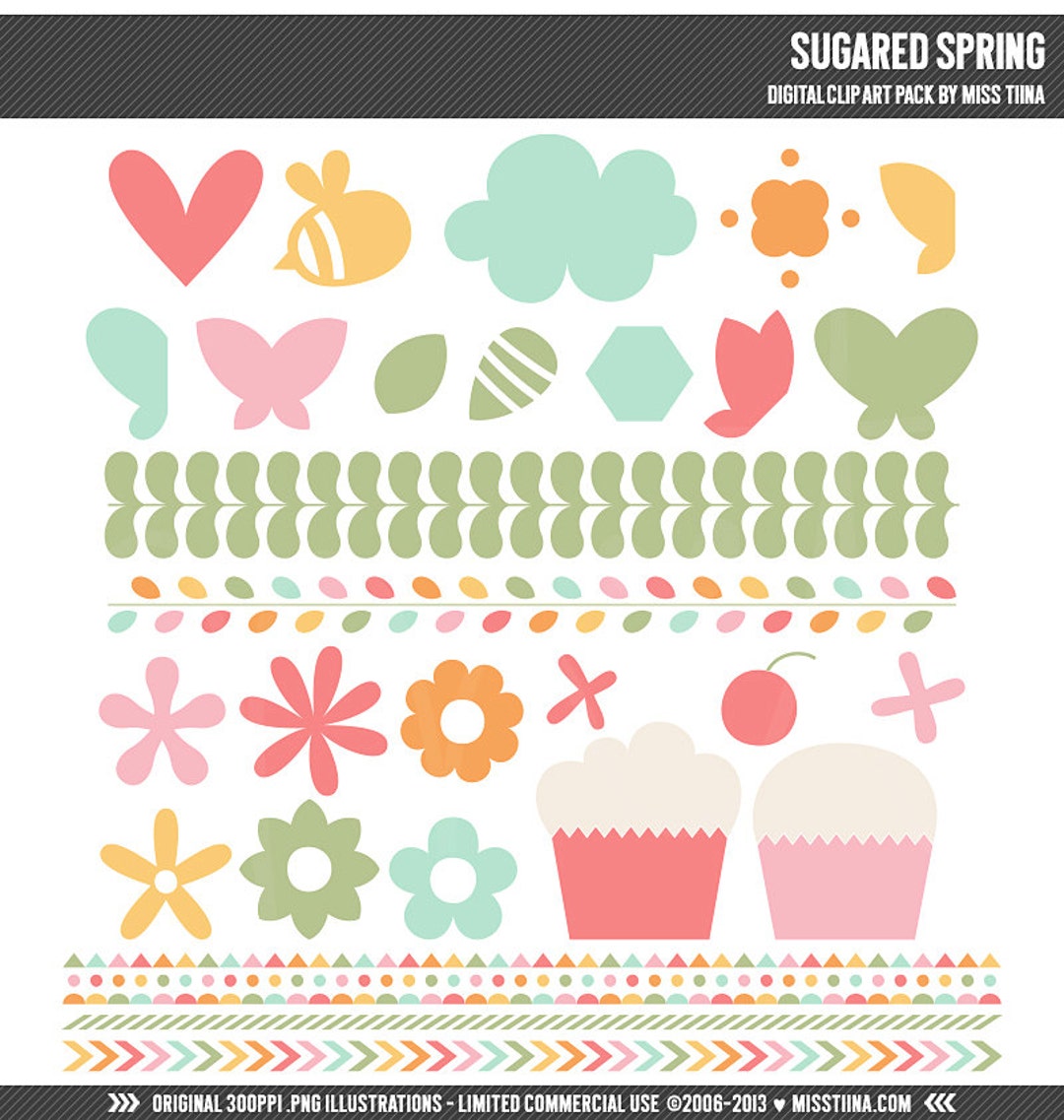 Sugared Spring Digital Clipart Clip Art Illustrations - Instant ...