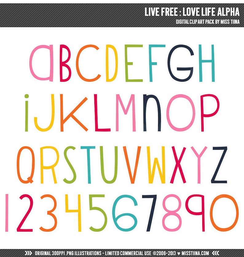 Live Free : Love Life Rainbow Alphabet Digital Clipart Clip | Etsy