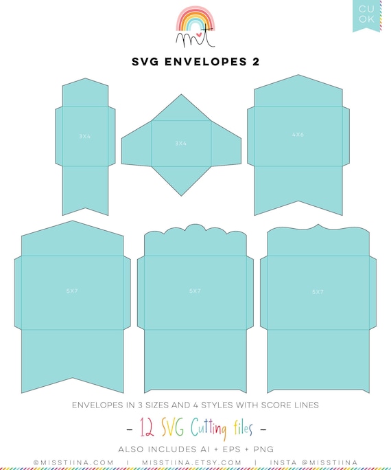 Envelopes 2 SVG Digital Die Cutting Files With Liners Cards - Etsy