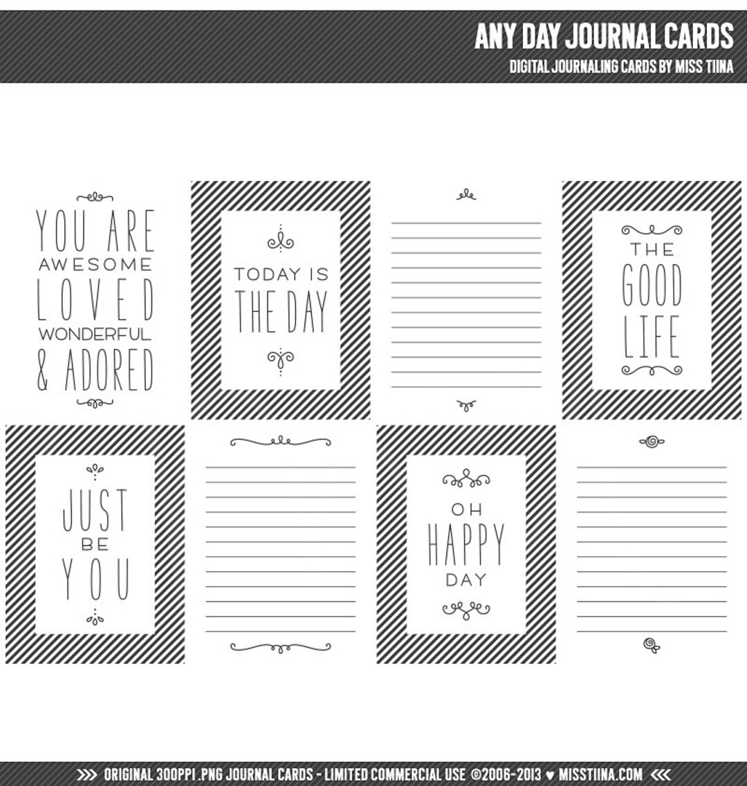 Any Day Digital Journal Cards - 3x4 Project Life Inspired Printable ...
