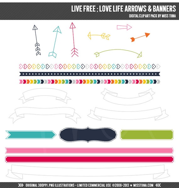 Live Free : Love Life Arrows & Banners Digital Clipart Clip - Etsy