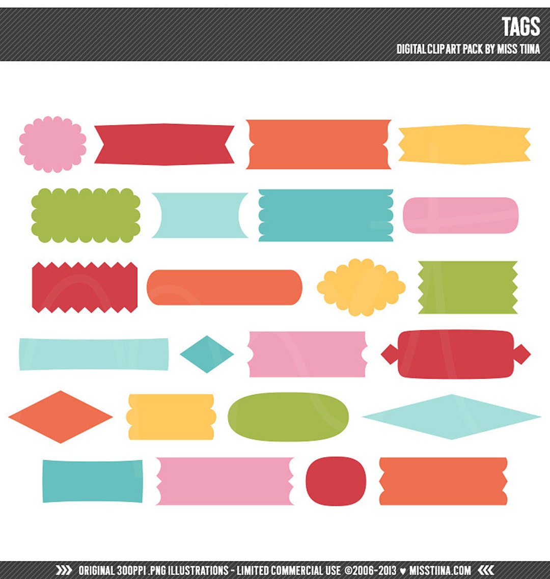 Tags Digital Clipart Clip Art Illustrations - Instant Download ...