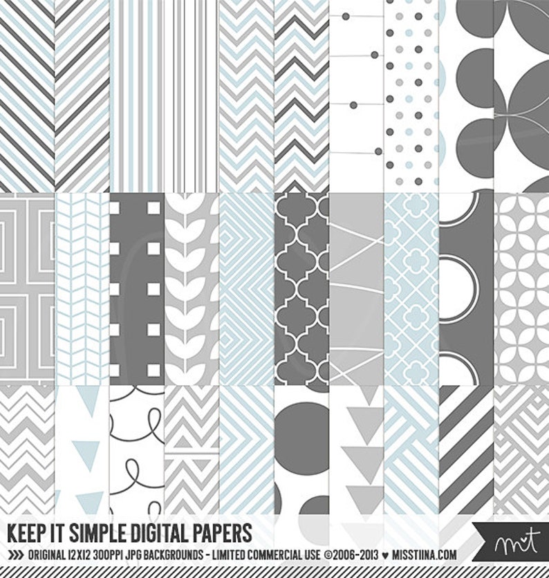 Keep It Simple Digital Papers 30 Patterns for Scrapbooking - Etsy