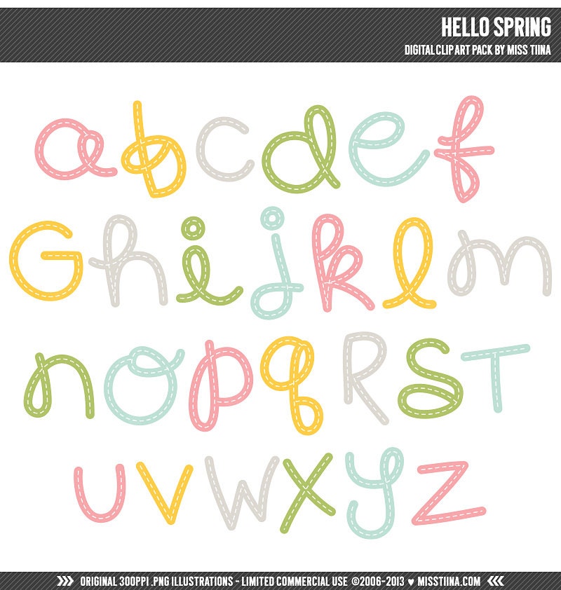 Hello Spring Digital Clipart Clip Art Alphabet Illustrations | Etsy