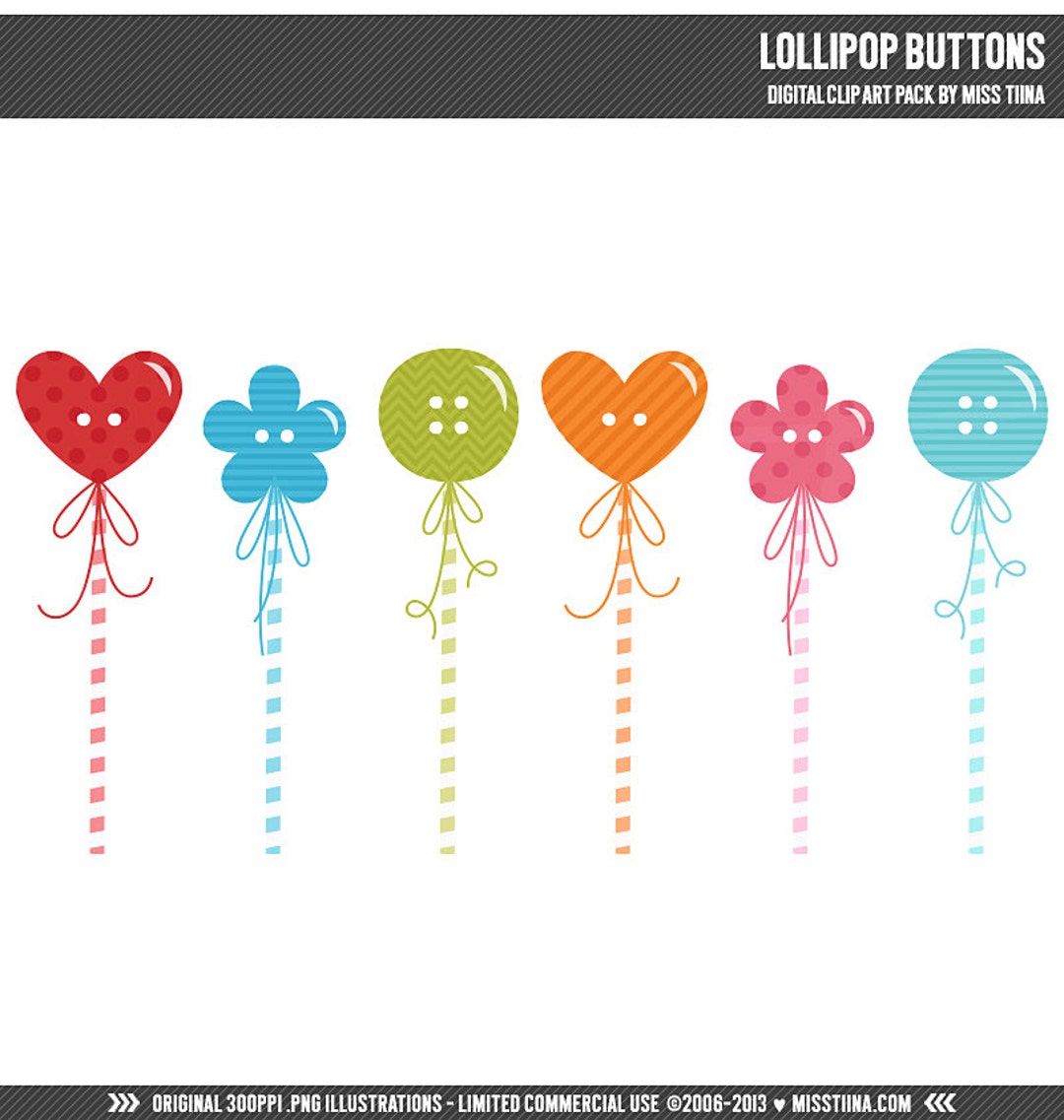 Lollipop Buttons Digital Clipart Clip Art Illustrations - Instant ...